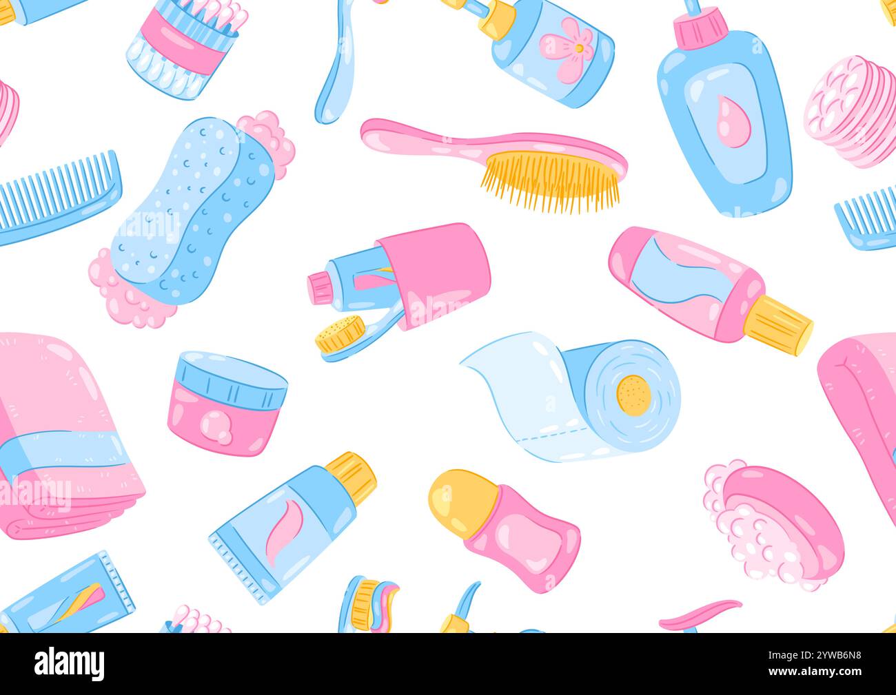 Pattern with hygiene objects. Washing, beauty, body care. Personal ...