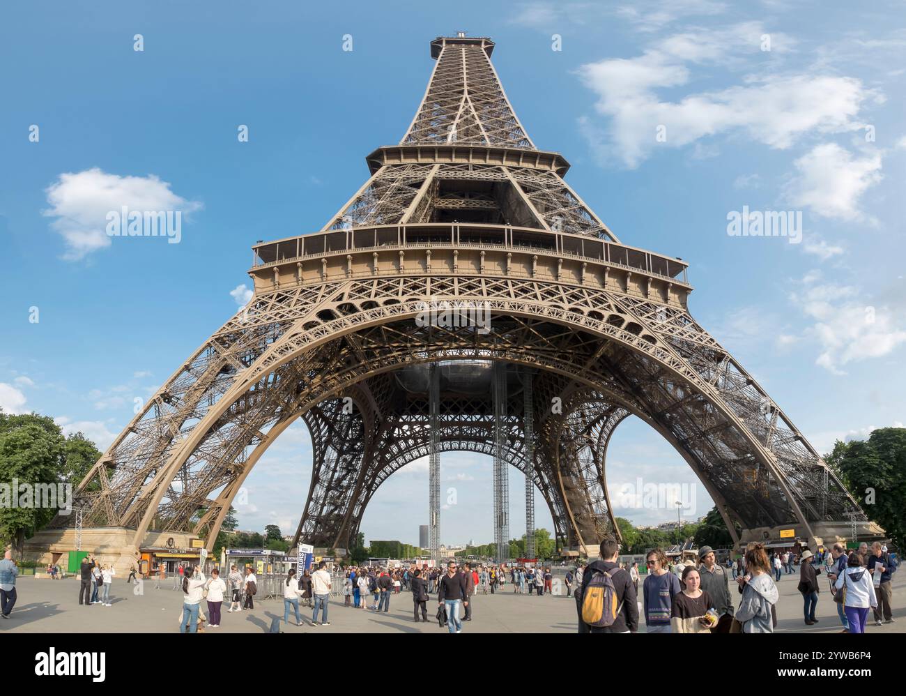 Famous Paris monument tower built by engineer Eiffel in a distorted ...