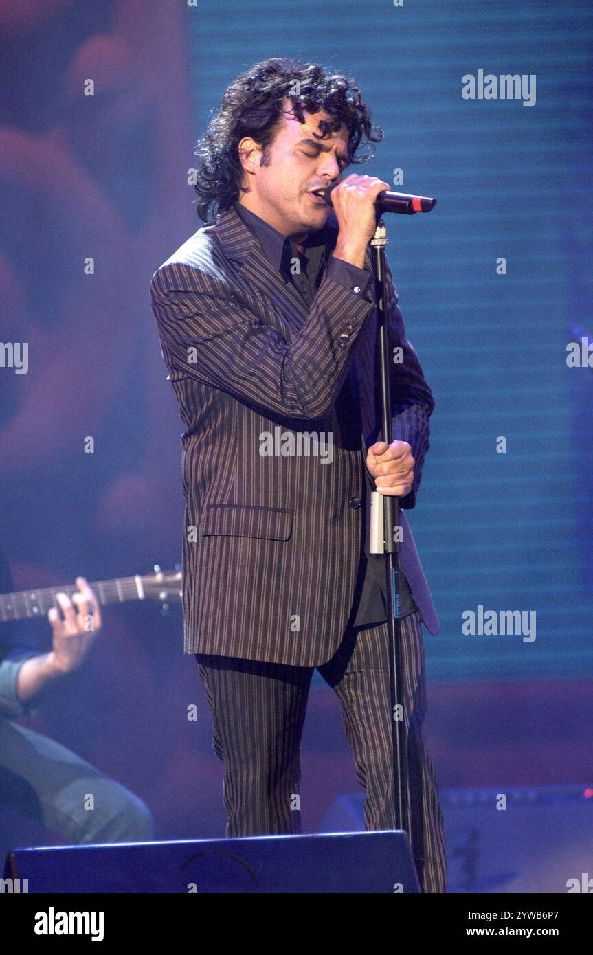 Milan Italy 02/12/2002: Francesco Renga, Italian singer, during the ...