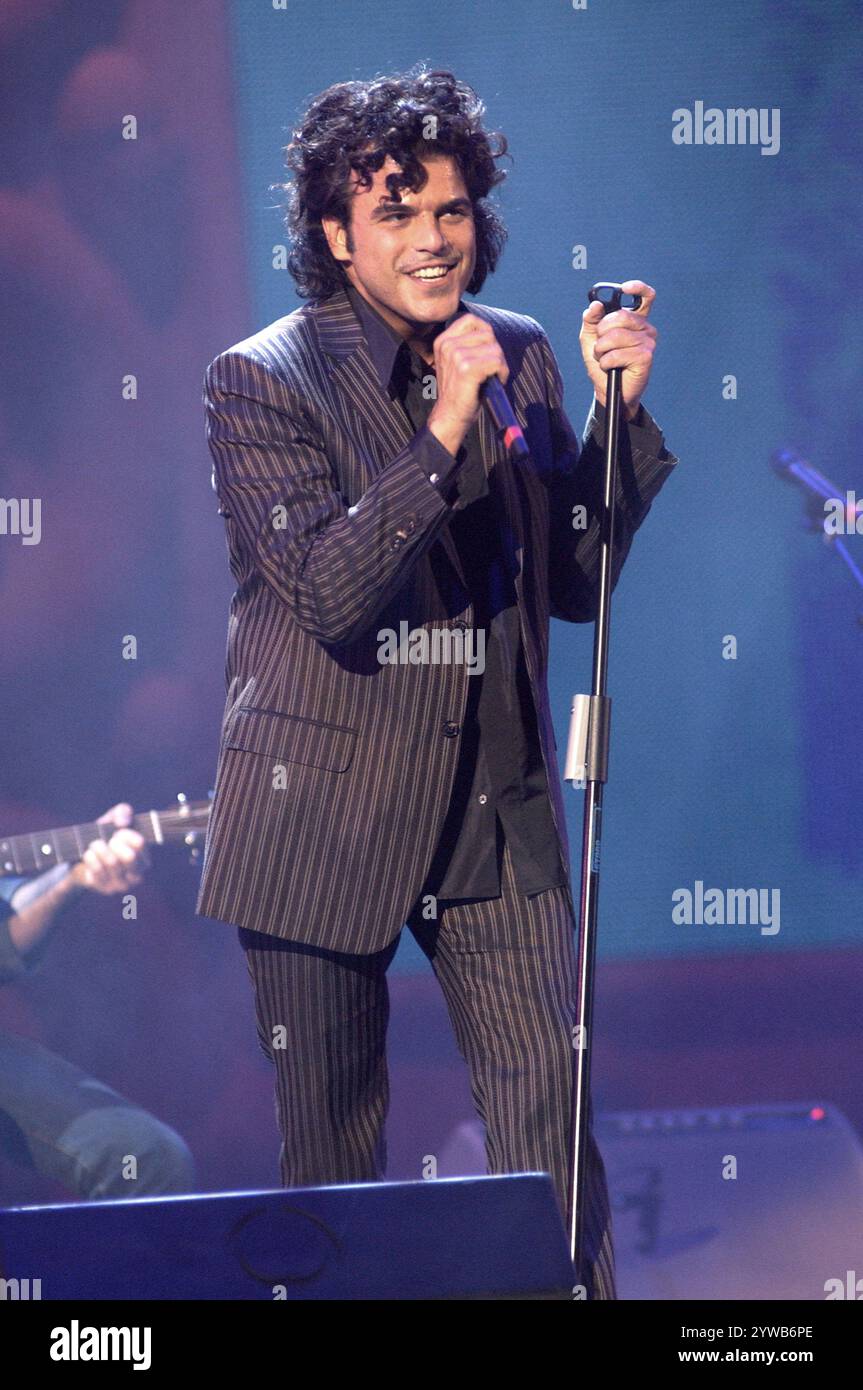 Milan Italy 02/12/2002: Francesco Renga, Italian singer, during the ...