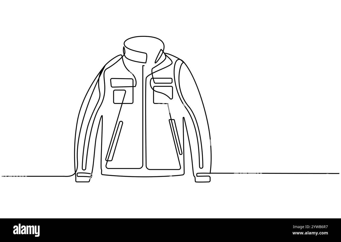 Winter jacket continuous one line drawing vector illustration Stock ...