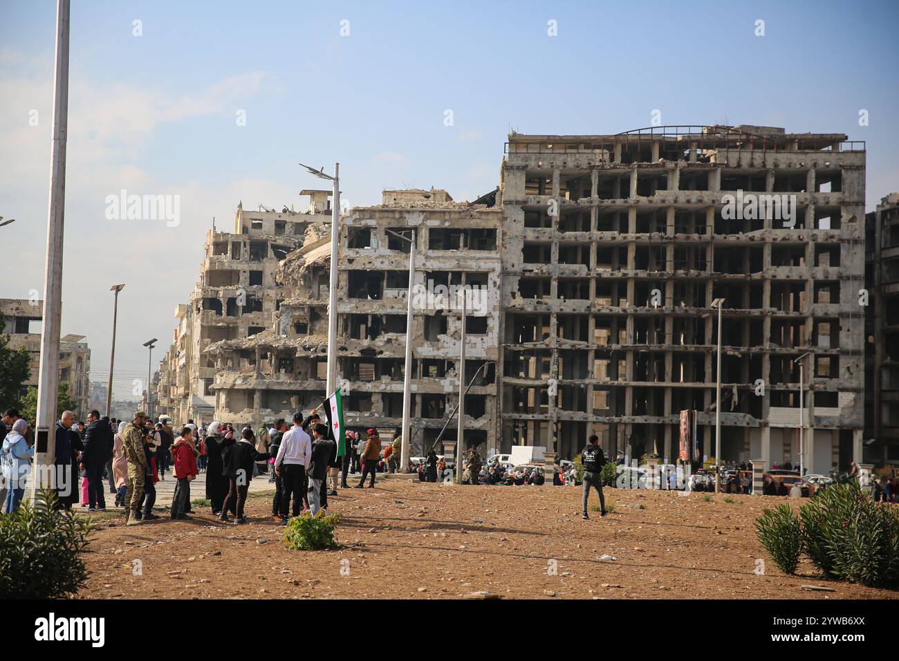 December 8, 2024: Homs, Syria. 08 December 2024. Destroyed buildings ...