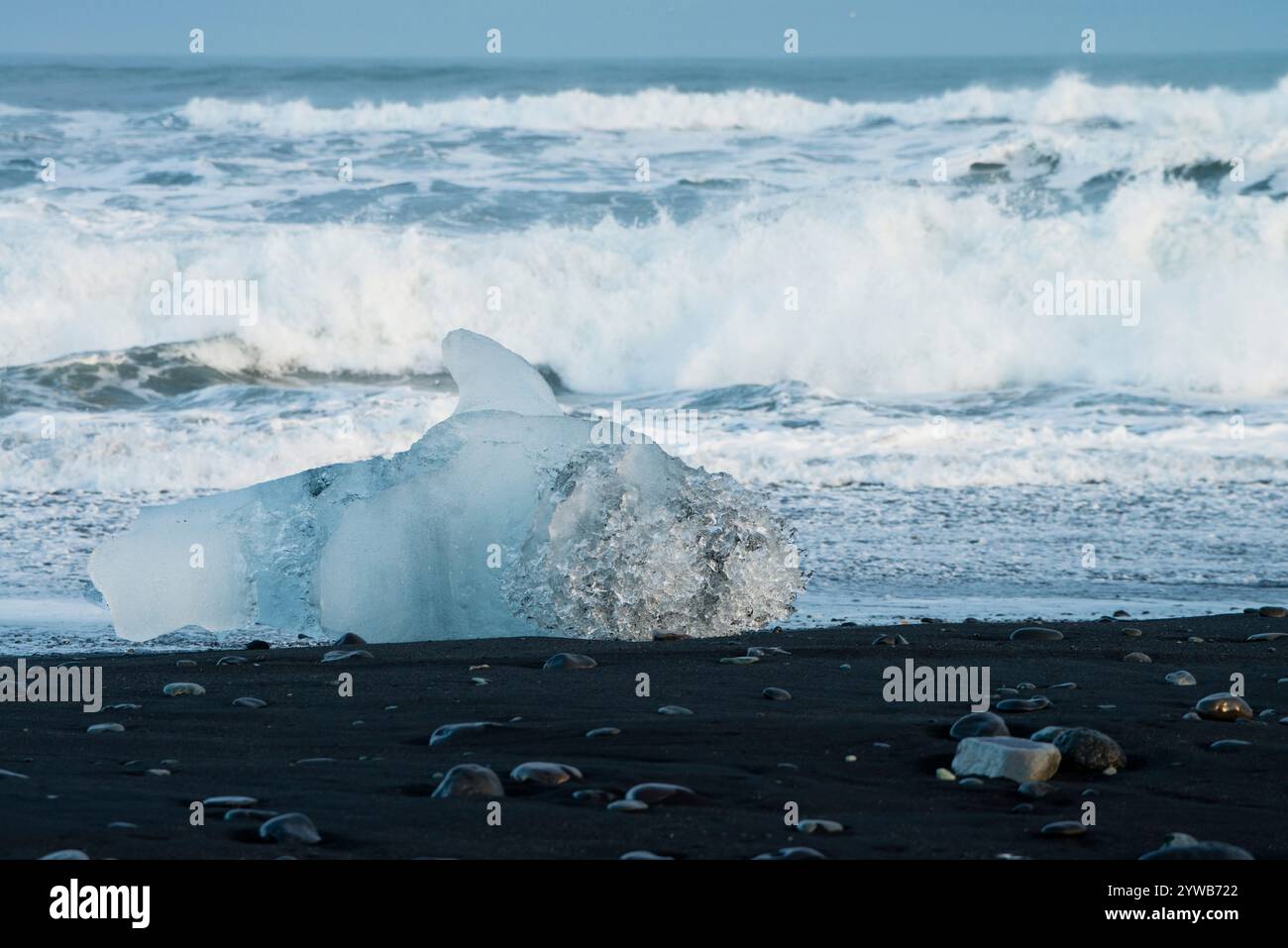Packs of ice ejected derived from the Vatnajokull glacier are returned ...