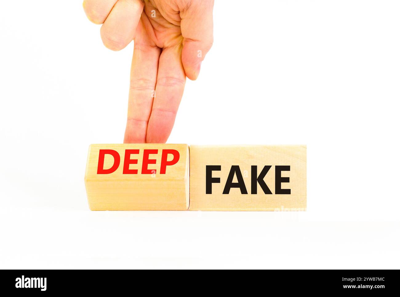 Deepfake or fake symbol. Concept words Fake Deepfake on wooden cubes ...