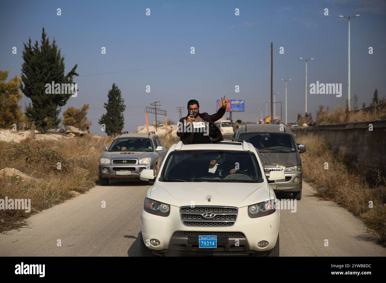 Homs, Syria. 08 December 2024. Jubilant people in the streets in Homs ...
