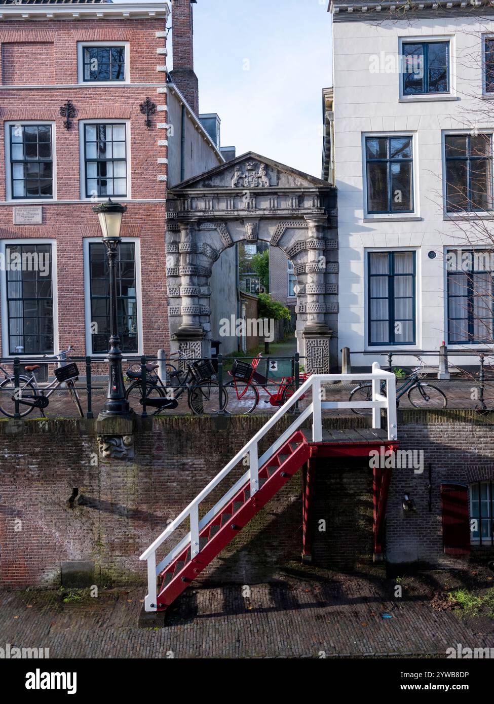 A historic portico is seen along a narrow canal November 21, 2024 near ...