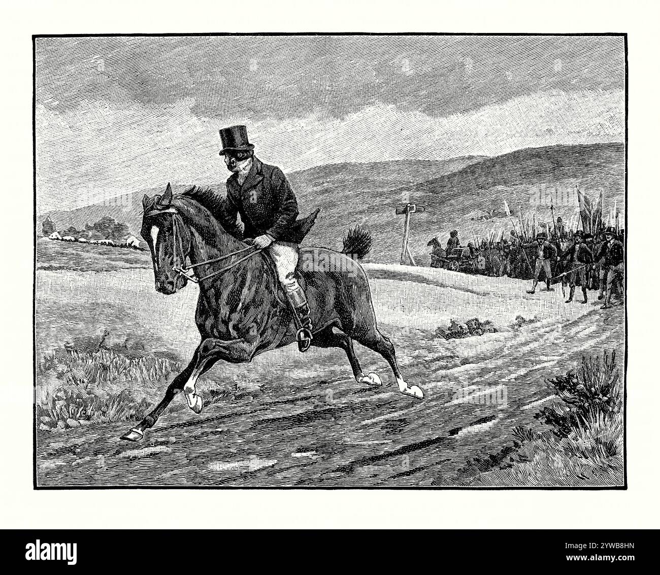 An old engraving of John Lawless on horseback as he was forced back ...