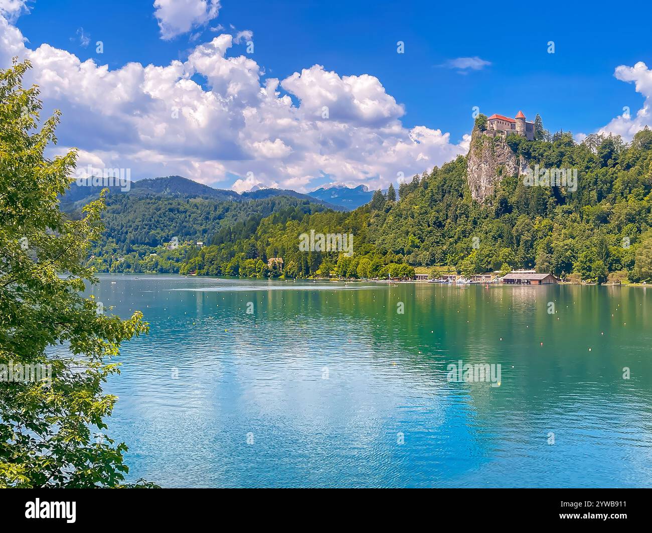 Lake Bled, Slovenia - June 28, 2024: The Castle and museum with its red ...