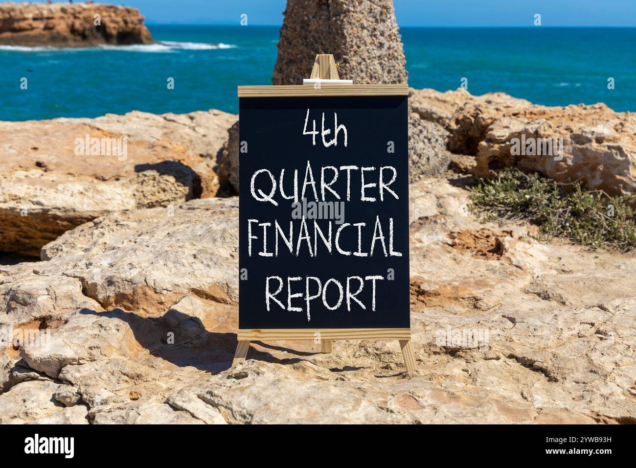 4th quarter financial report symbol. Concept words 4th quarter ...