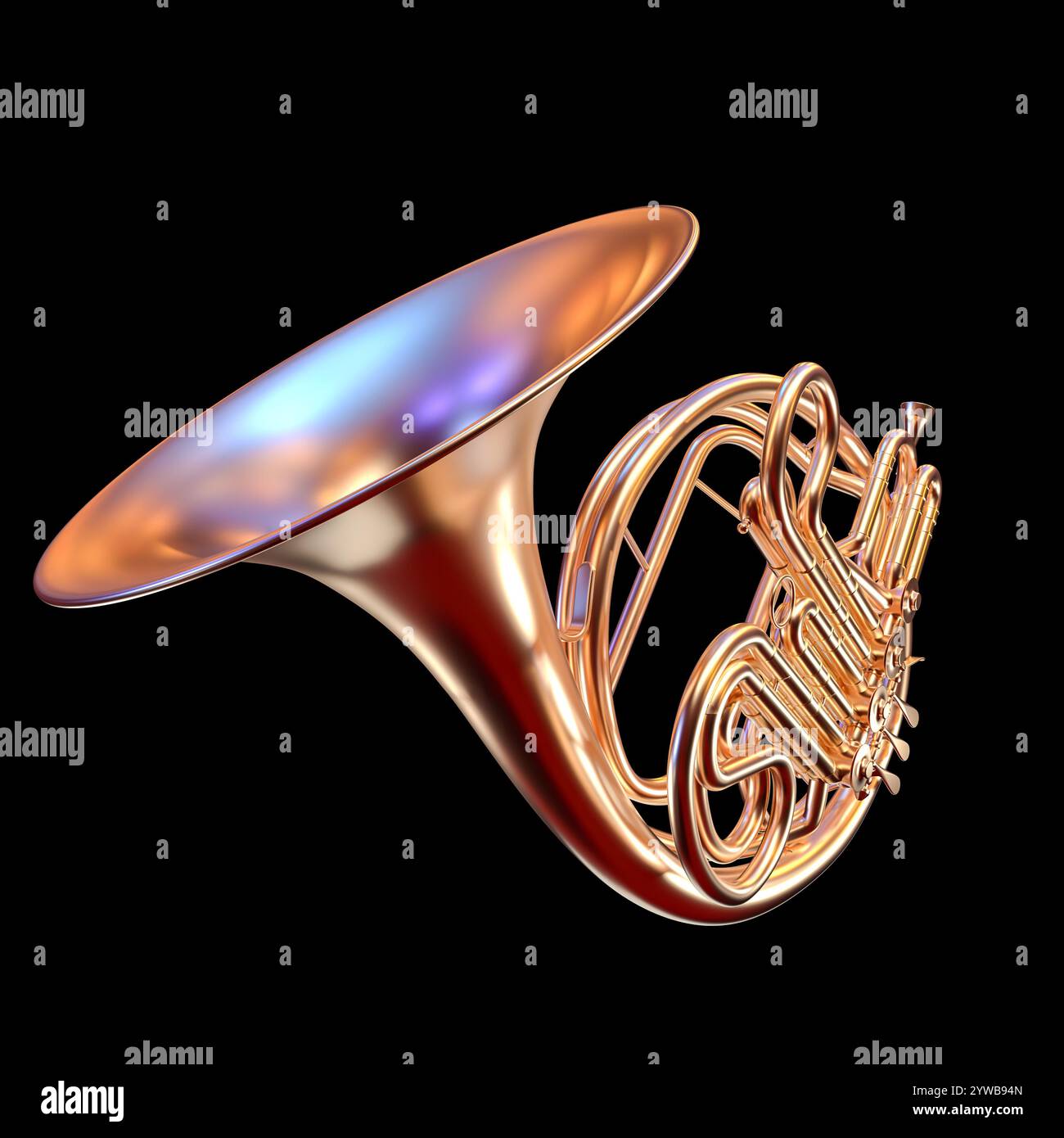 Shiny french horn black background 3d orchestra instrument Stock Photo ...