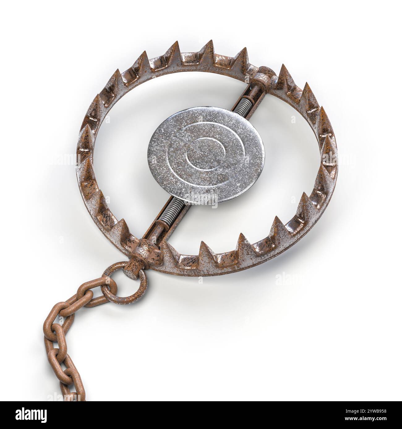 Old rusty bear trap isolated white background 3d Stock Photo - Alamy
