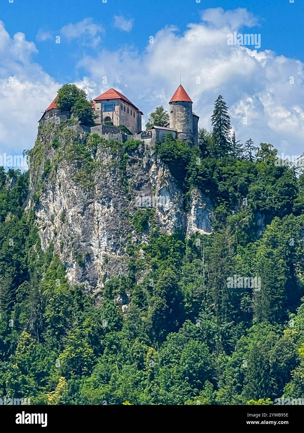 Lake Bled, Slovenia - June 28, 2024: The Castle and museum with its red ...