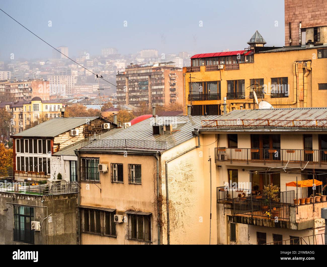 wet residential houses in rainy autumn day in Yerevan city Stock Photo ...
