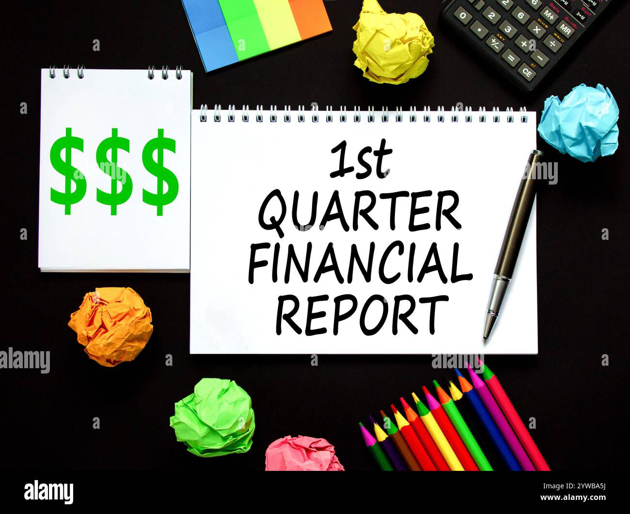 1st quarter financial report symbol. Concept words 1st quarter ...