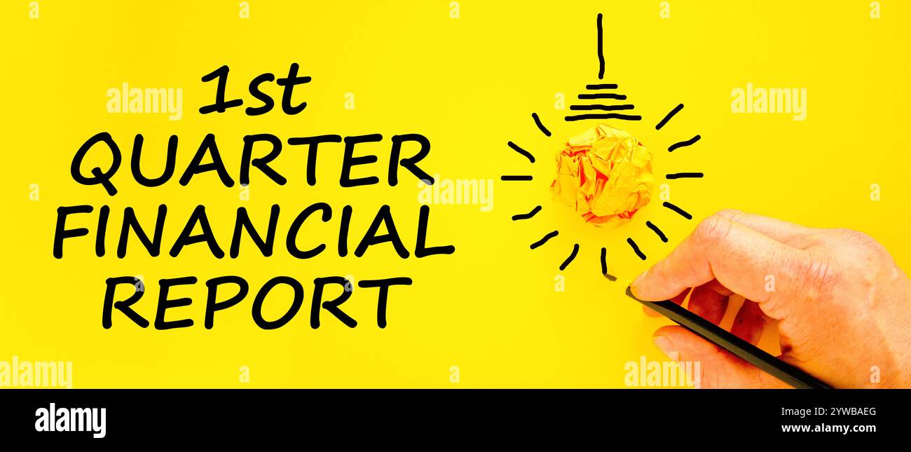 1st quarter financial report symbol. Concept words 1st quarter ...