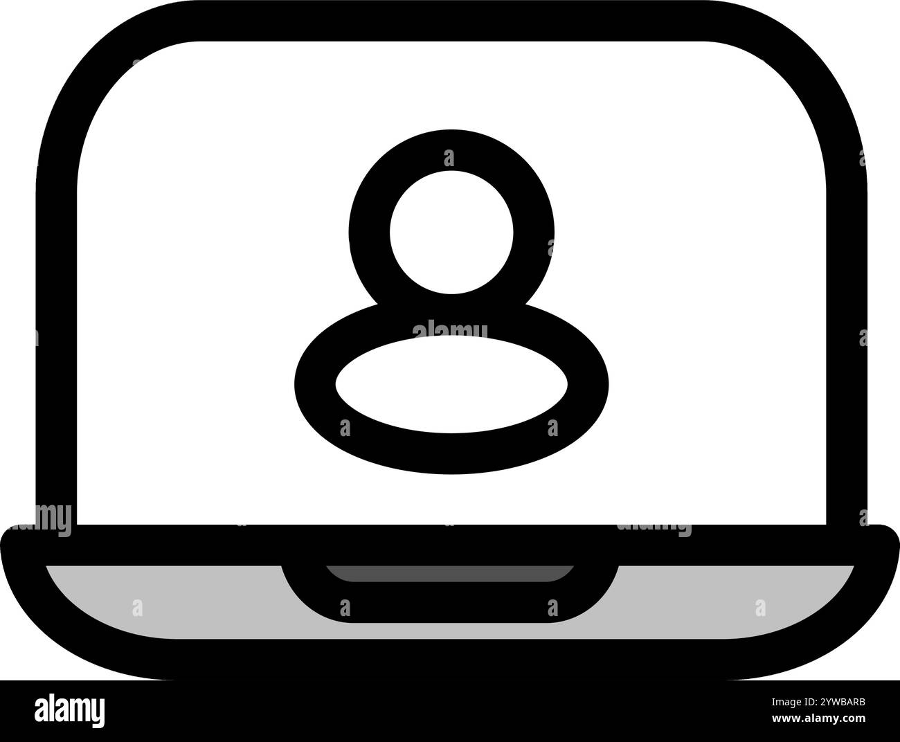 Laptop with an avatar representing distance learning symbol - modern ...