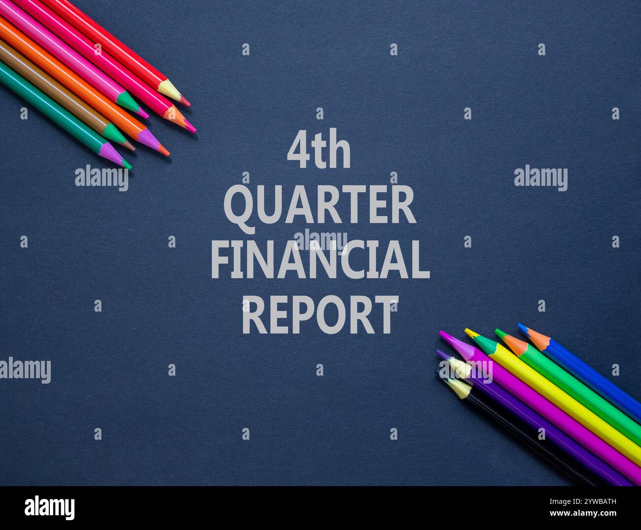 4th quarter financial report symbol. Concept words 4th quarter ...