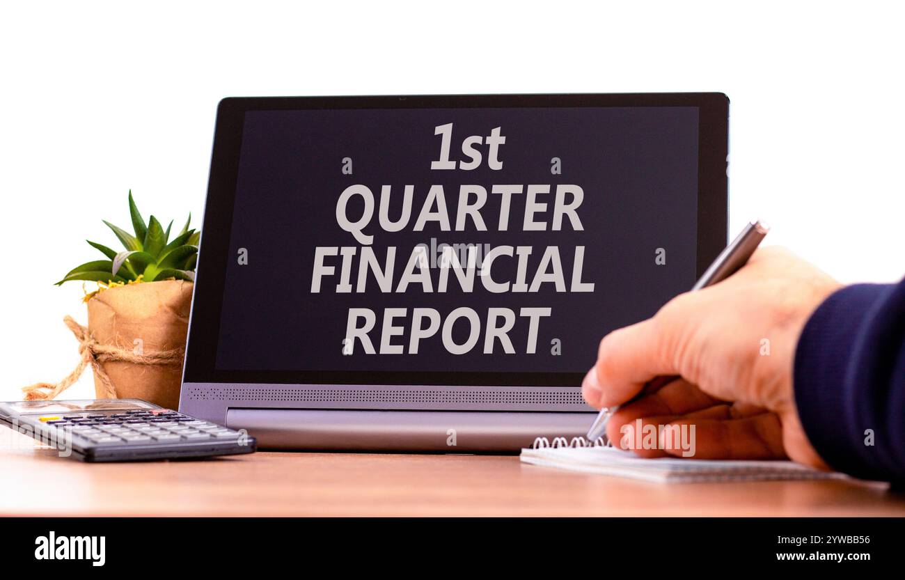 1st quarter financial report symbol. Concept words 1st quarter ...