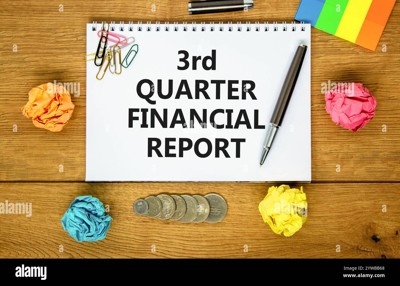 3rd quarter financial report symbol. Concept words 3rd quarter ...