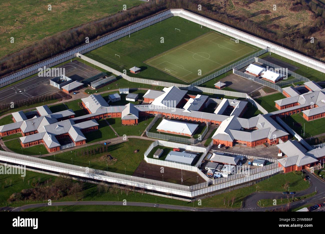Aerial view HM Featherstone Prison and Brinsford Stock Photo - Alamy