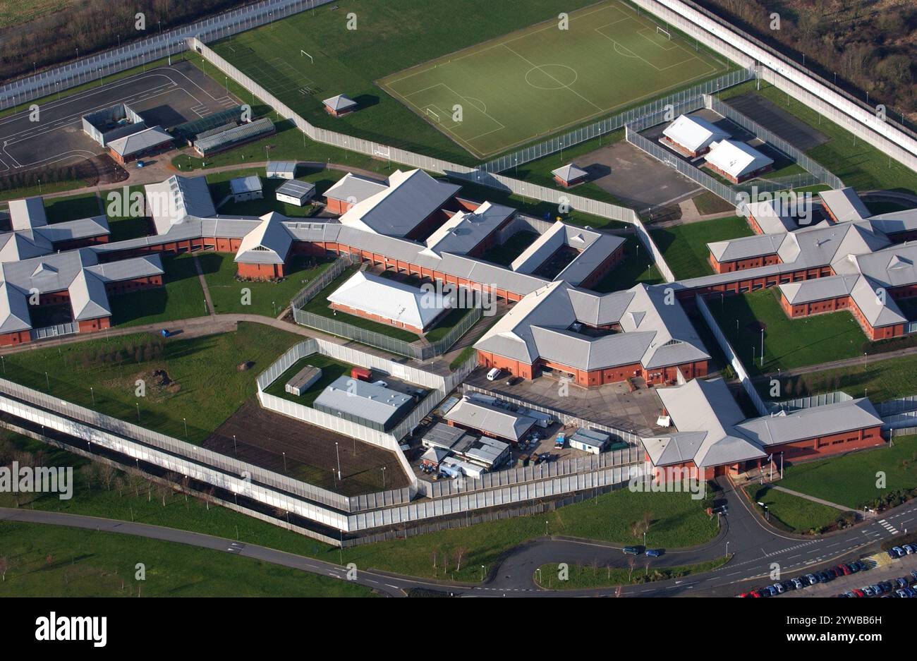 Aerial view HM Featherstone Prison and Brinsford Stock Photo - Alamy