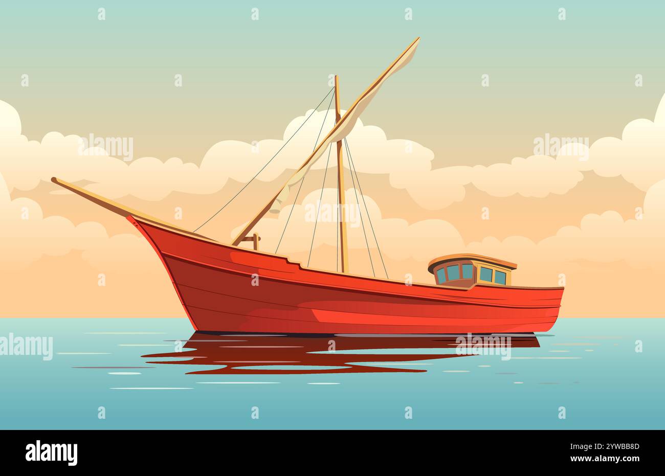 Traditional wooden Sail Boat - Dhow Boat - Stock Illustration as EPS 10 ...