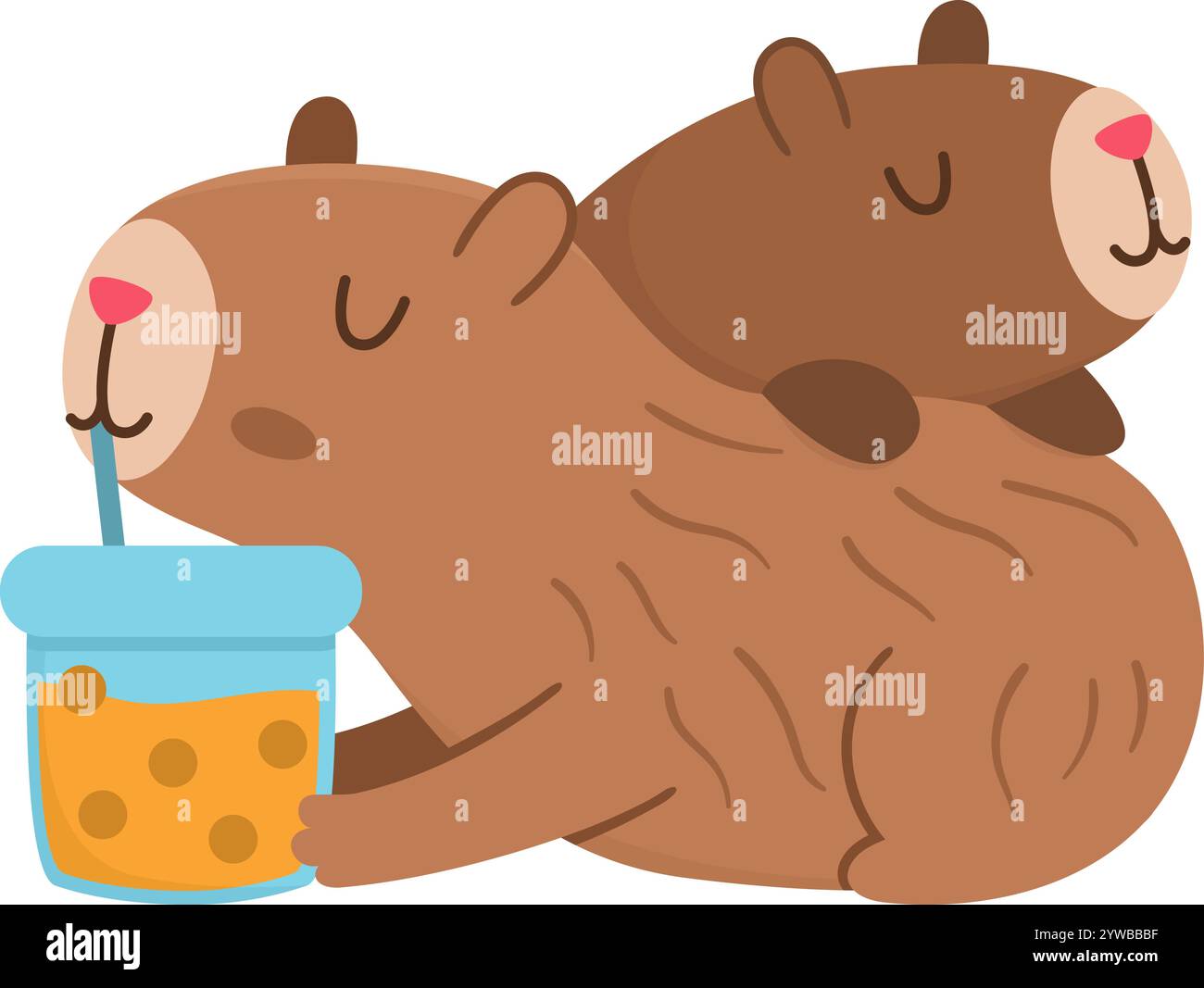 Vector capybara icon. Cute capibara sitting on each other and drinking ...