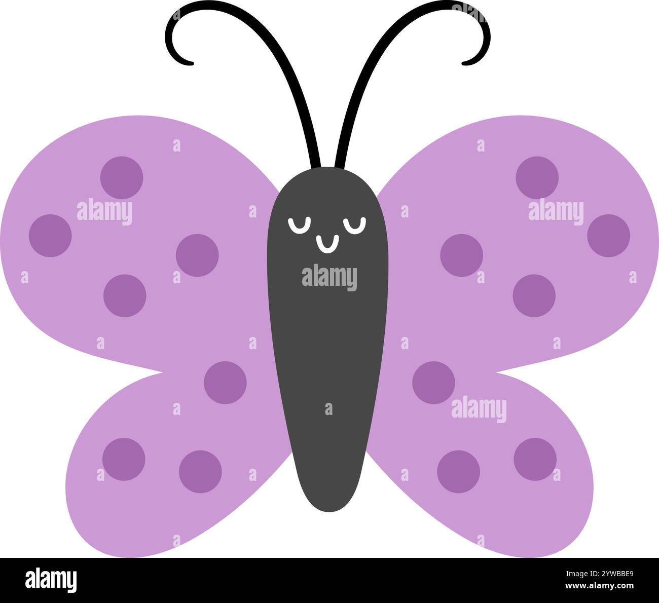 Vector flat purple butterfly icon. Funny woodland, forest or garden ...
