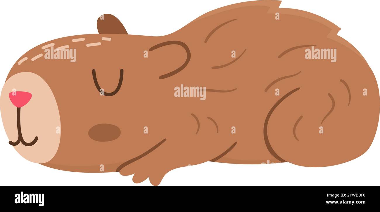 Vector capybara icon. Cute capibara sitting or lying with closed eyes ...