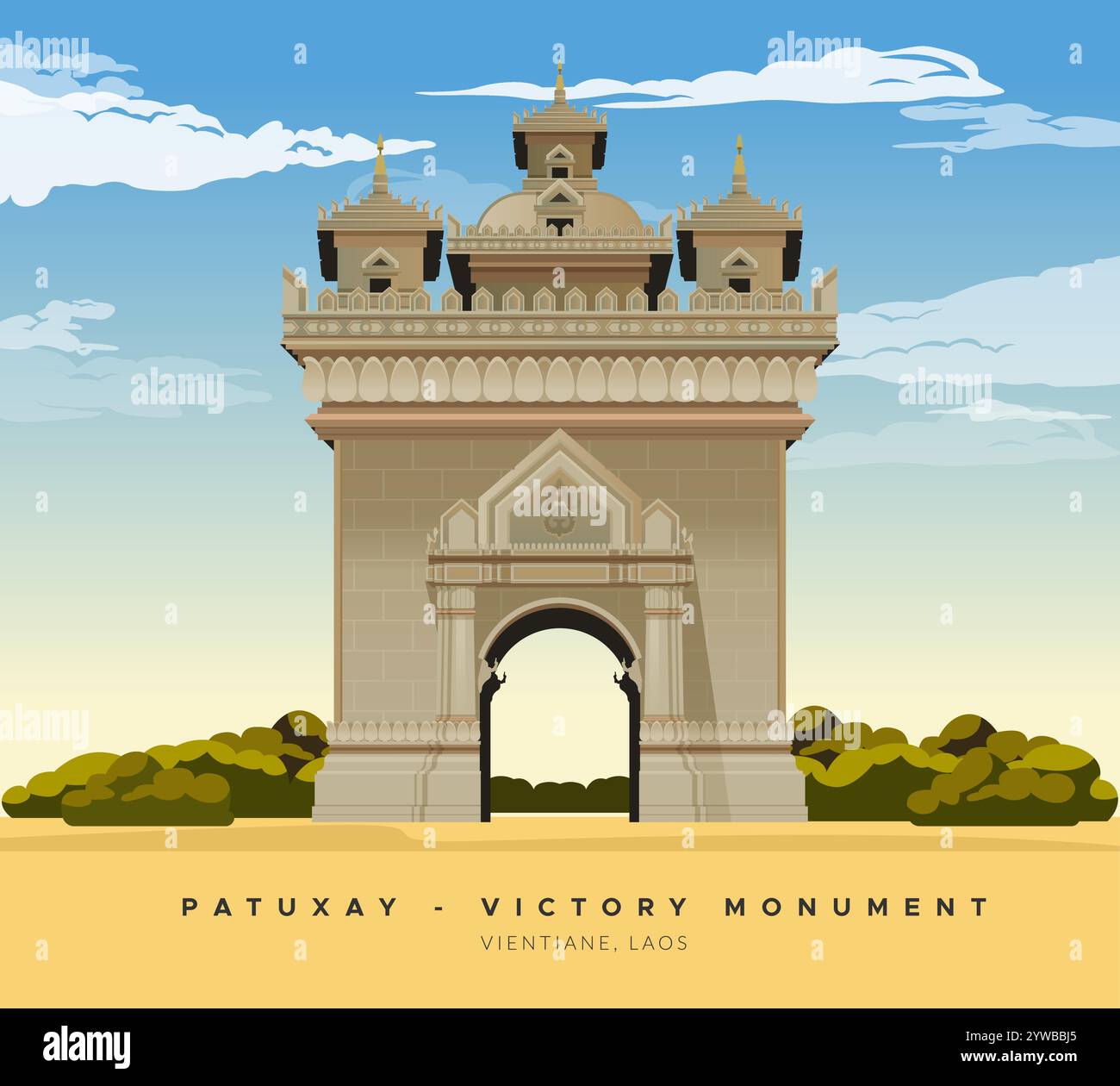 Patuxay - Victory Monument - Vientiane, Laos - Stock Illustration as ...