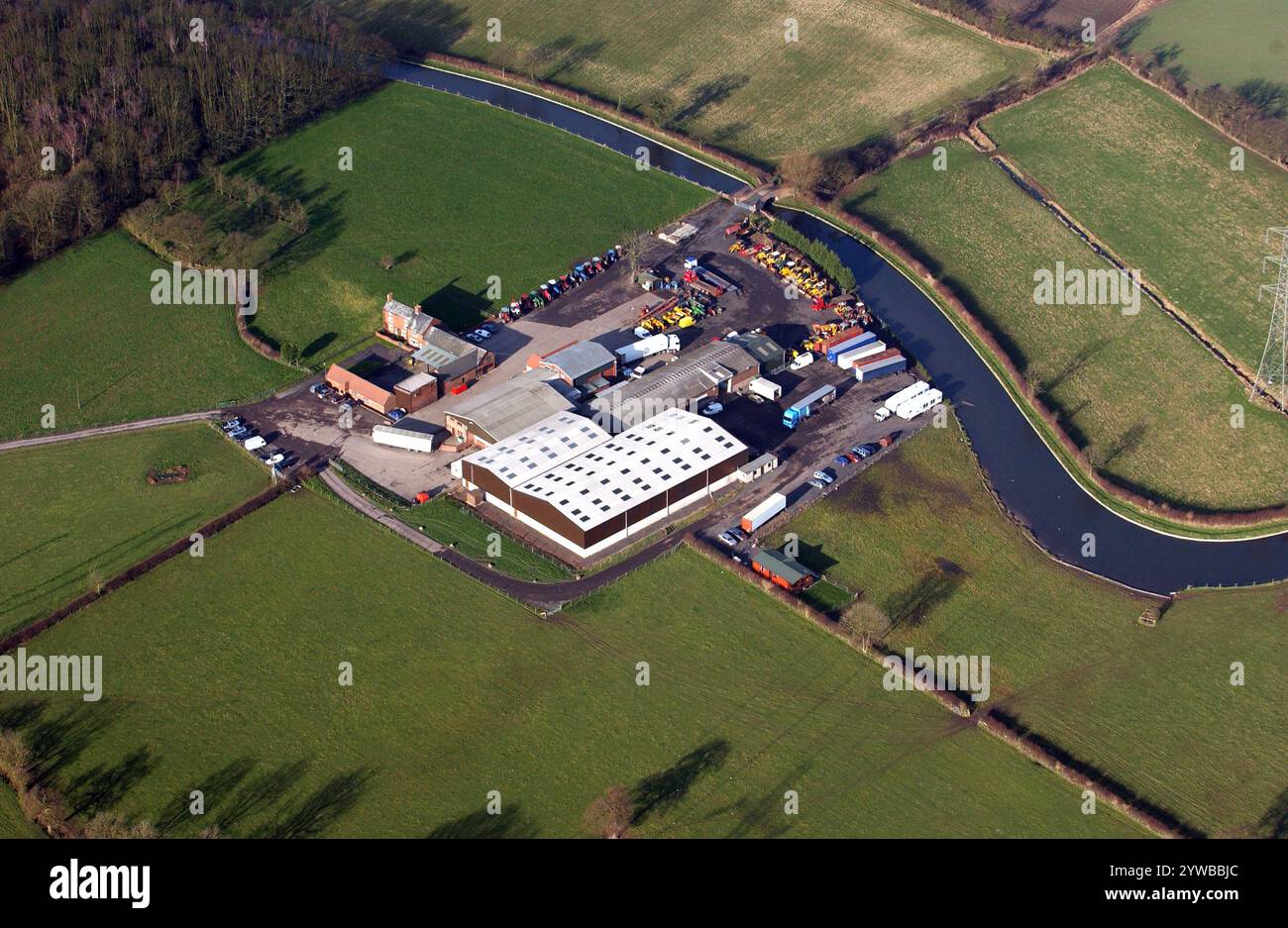 Aerial view of Staffordshire and Worcestershire Canal at Lower Laches ...