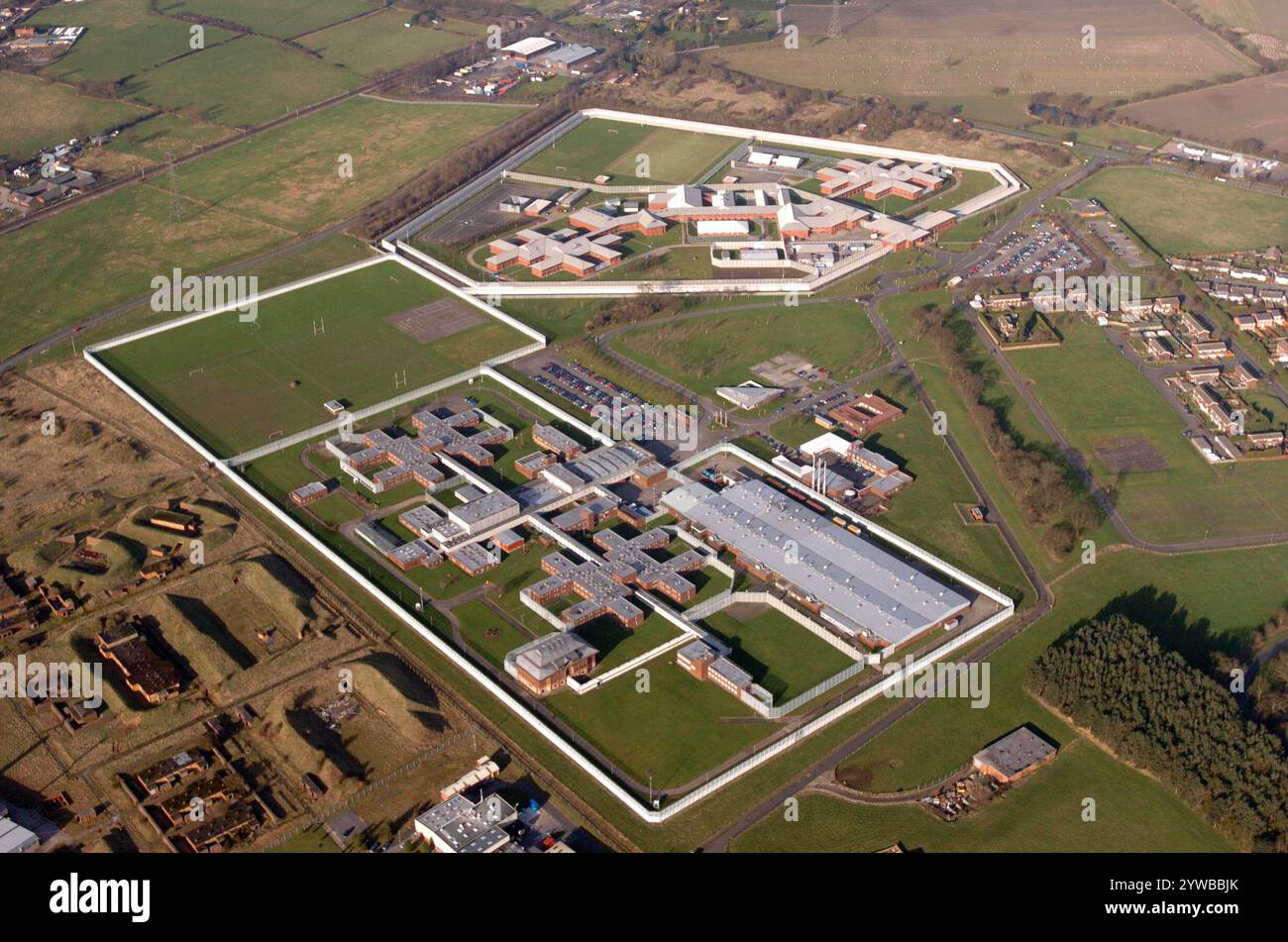 Aerial view HM Featherstone Prison and Brinsford Stock Photo - Alamy