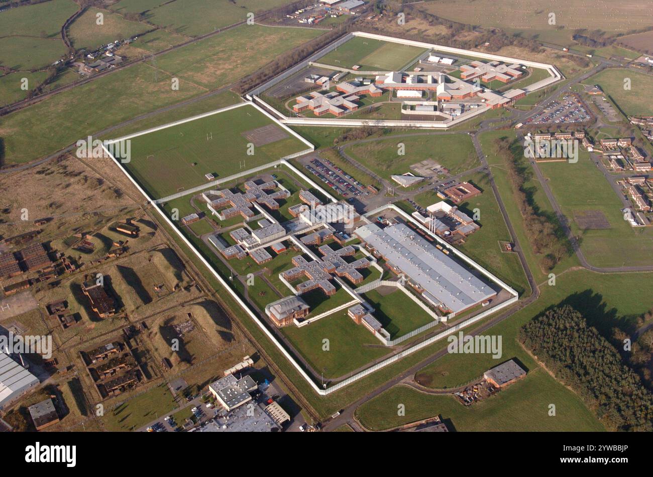 Aerial view HM Featherstone Prison and Brinsford Stock Photo - Alamy
