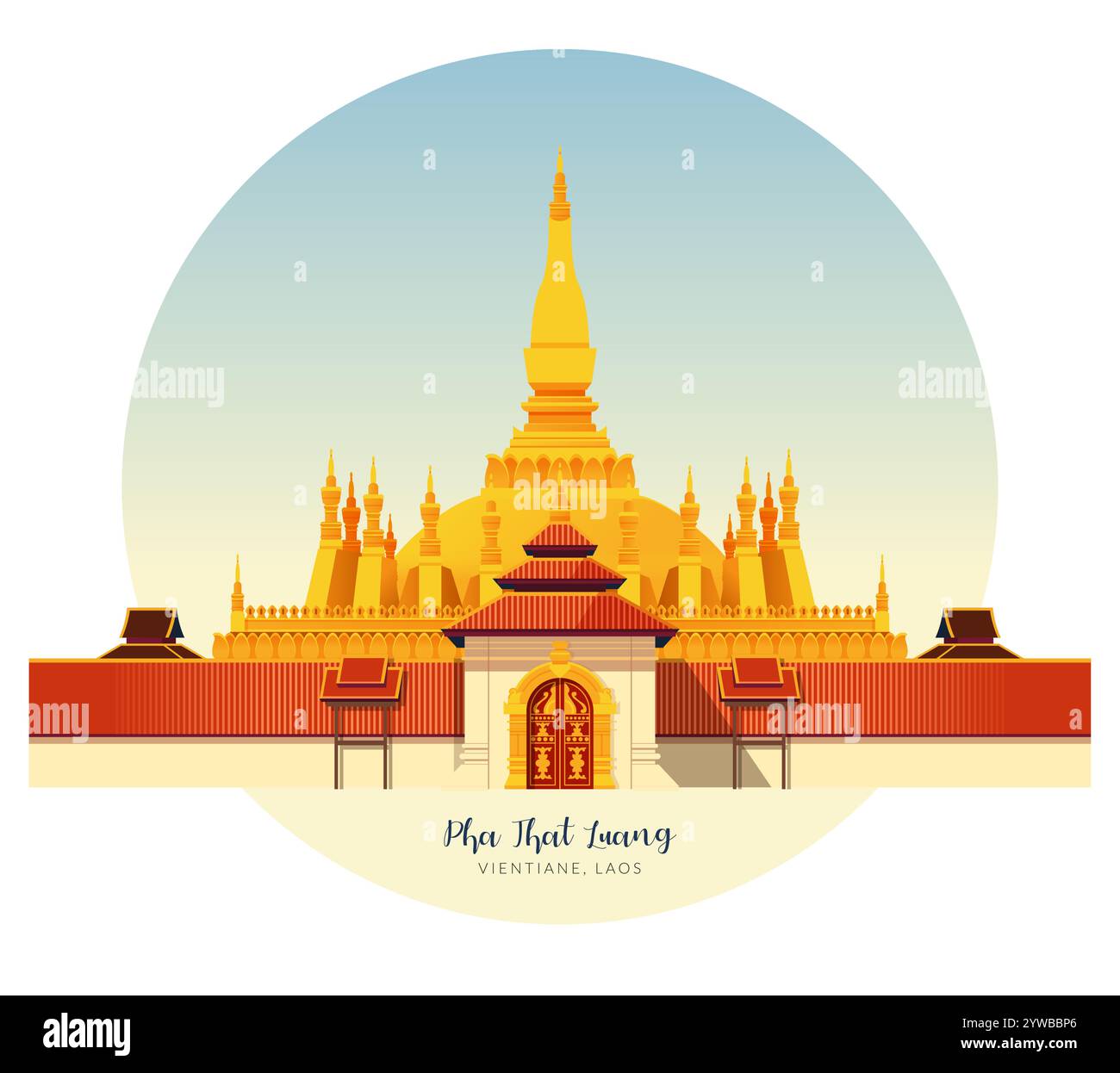 Pha That Luang Vientiane, Laos - Stock Illustration as EPS 10 File ...