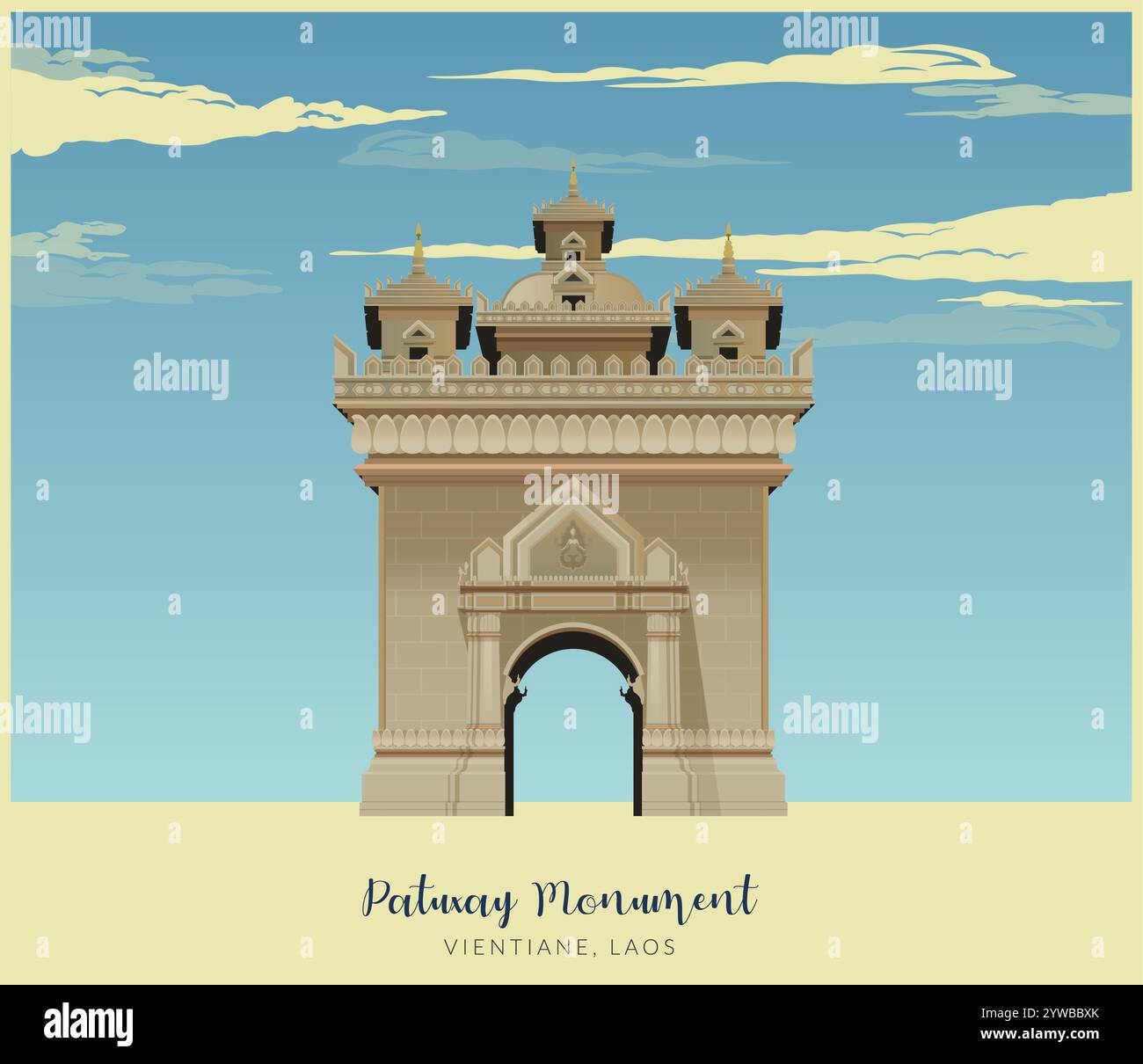 Patuxay - Victory Monument - Vientiane, Laos - Stock Illustration as ...