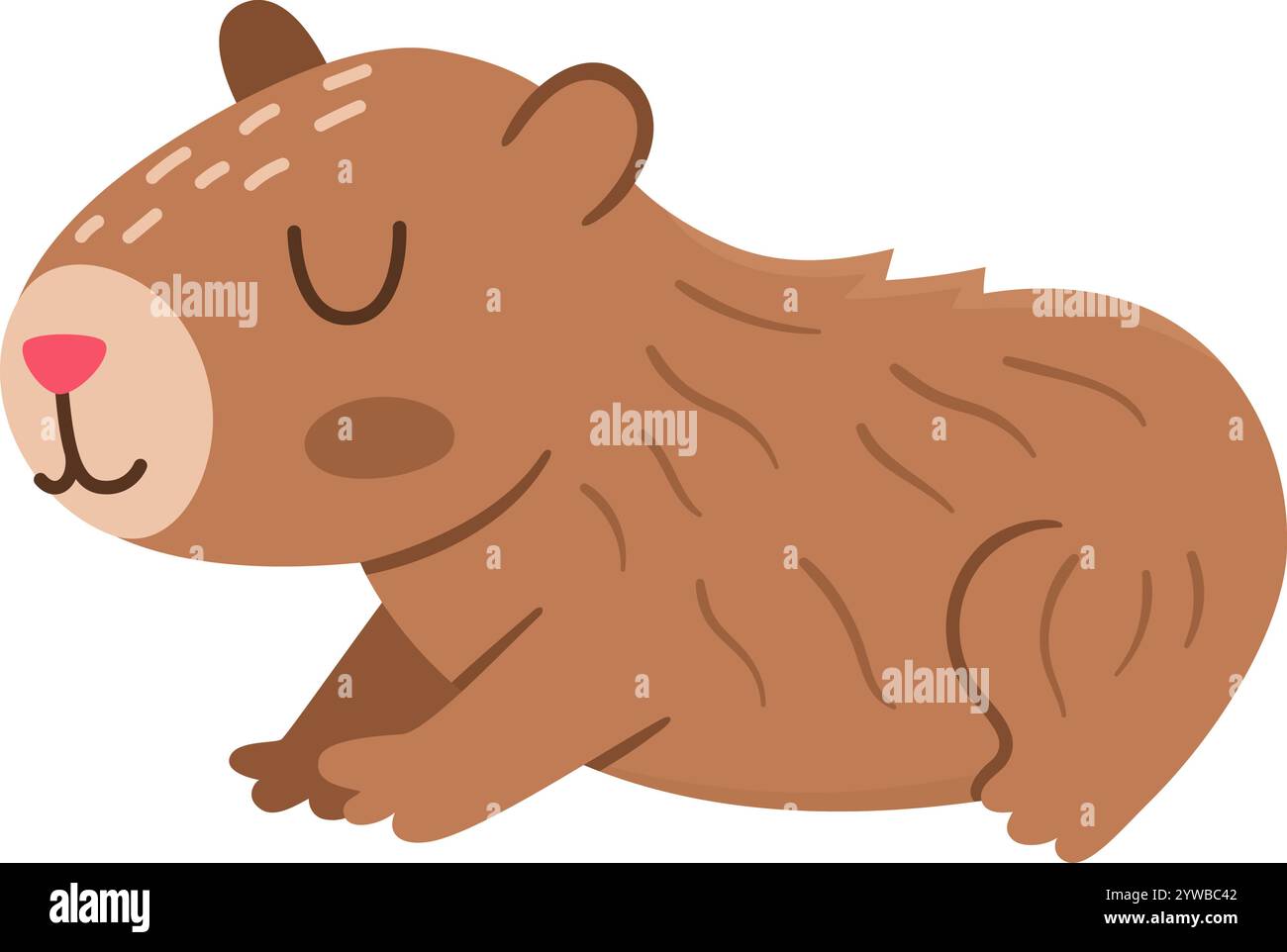 Vector capybara icon. Cute capibara sitting or lying with closed eyes ...