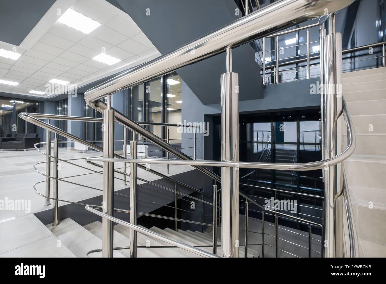 stairs emergency and evacuation exit stair in up ladder in a new office ...