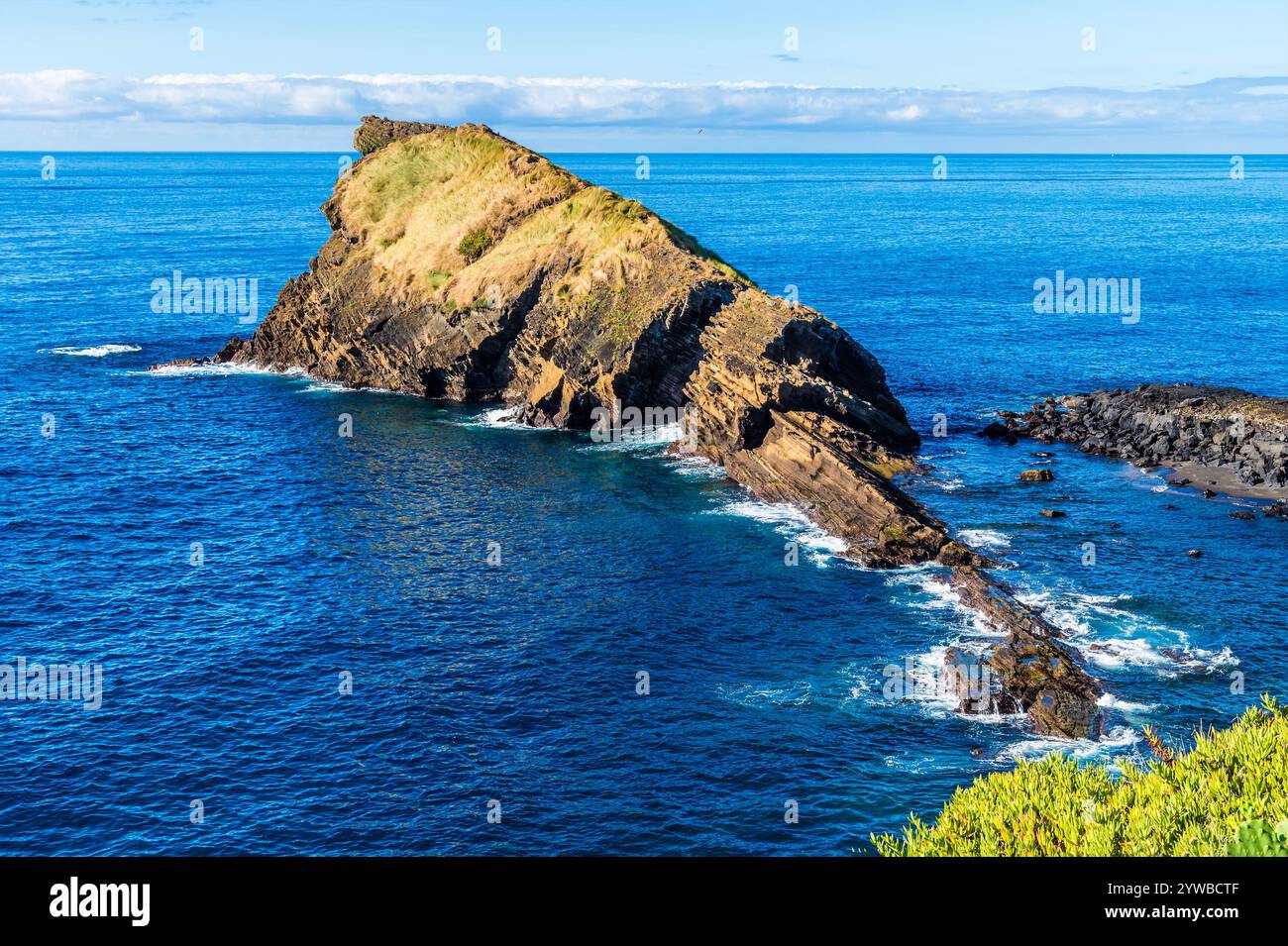 A view above the Dog Face islet on the island of San Miguel in the ...
