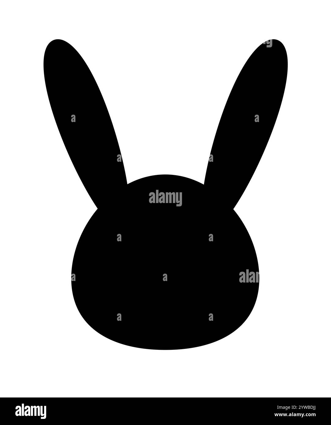 Vector flat black rabbit bunny head silhouette isolated on white ...