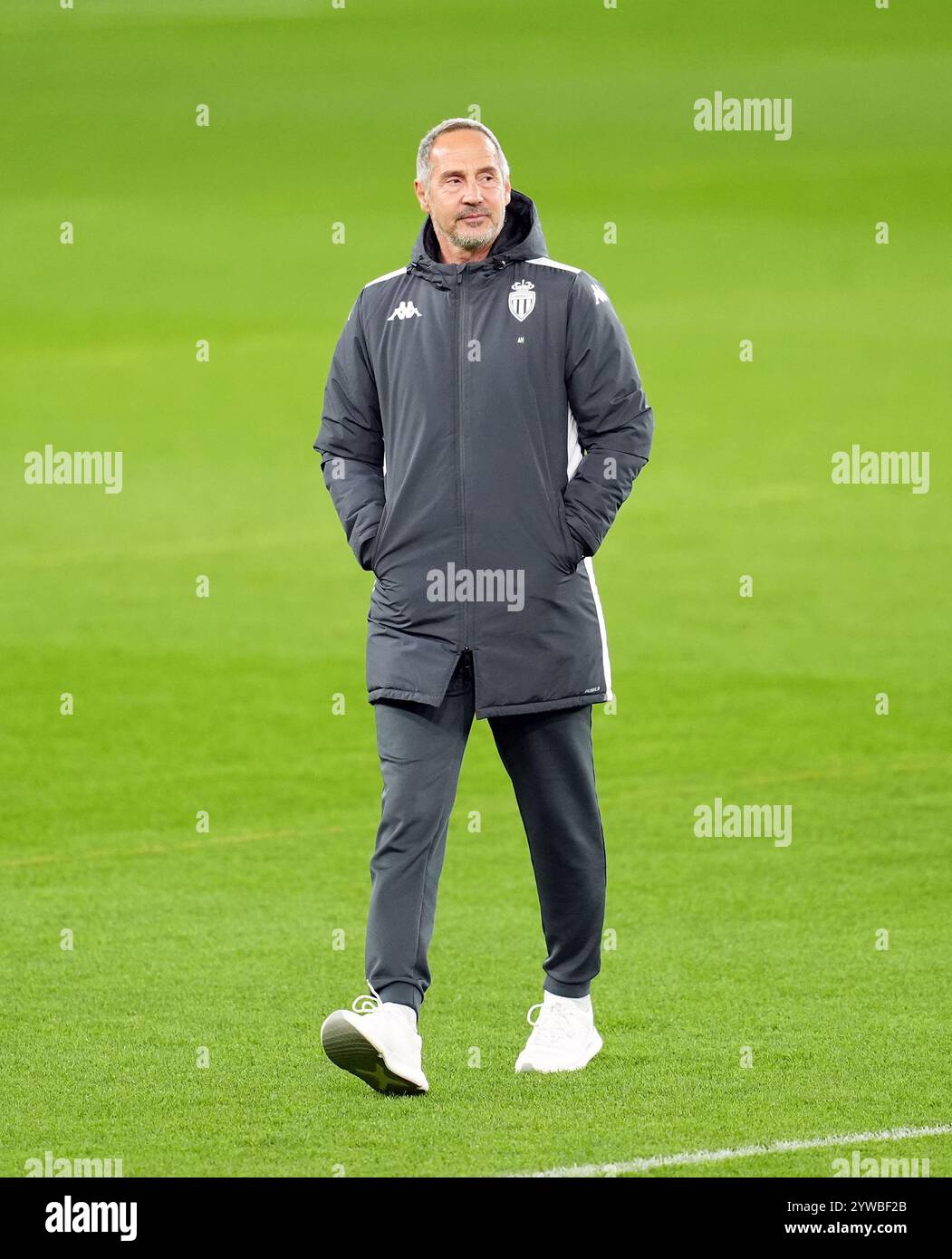 Monaco manager Adi Hutter during a stadium walk around at the Emirates ...