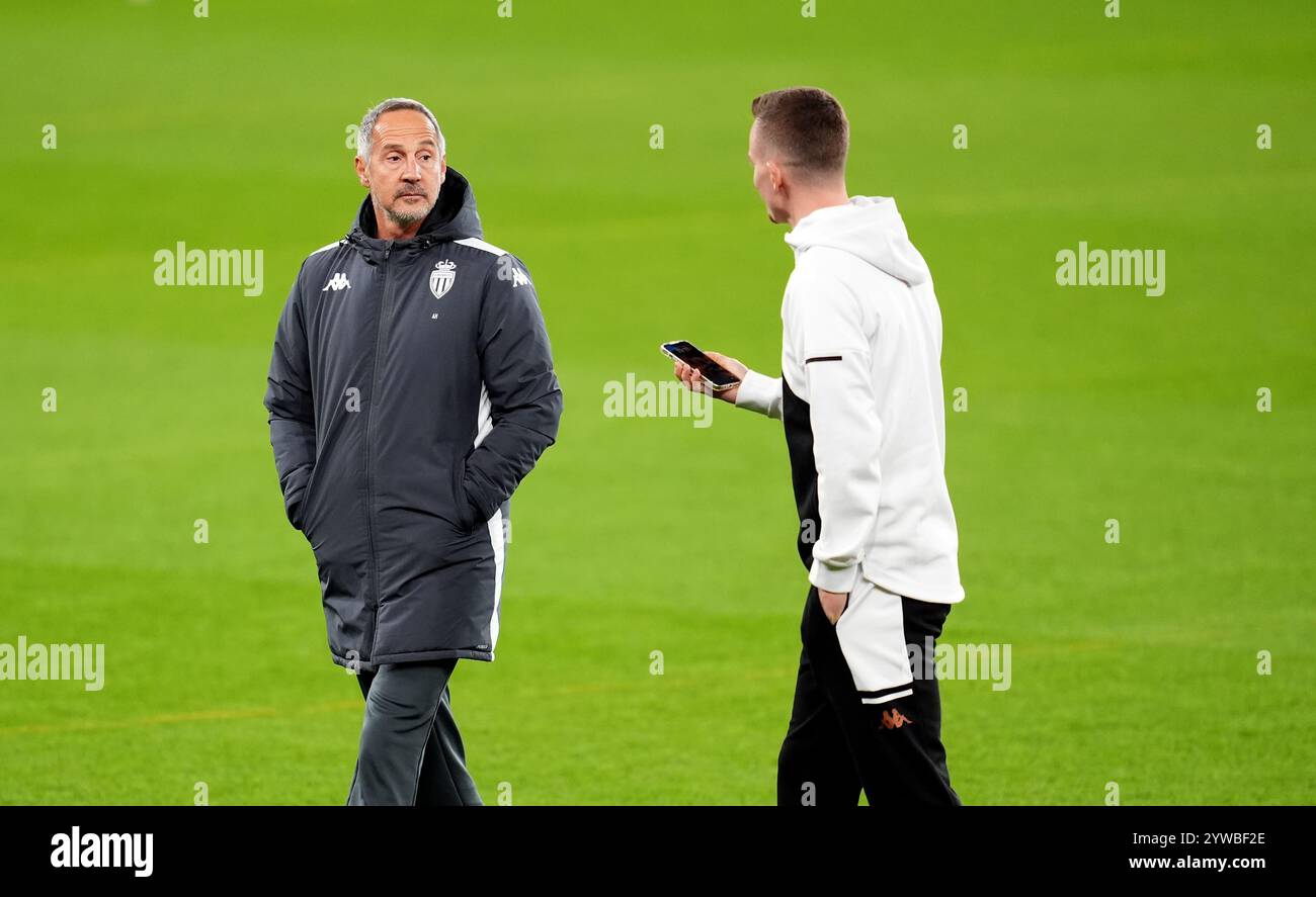 Monaco manager Adi Hutter during a stadium walk around at the Emirates ...