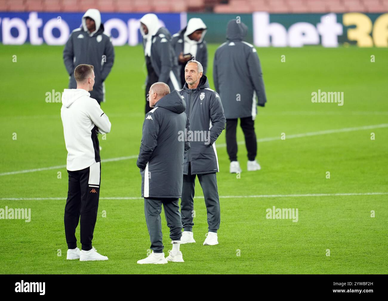 Monaco manager Adi Hutter during a stadium walk around at the Emirates ...