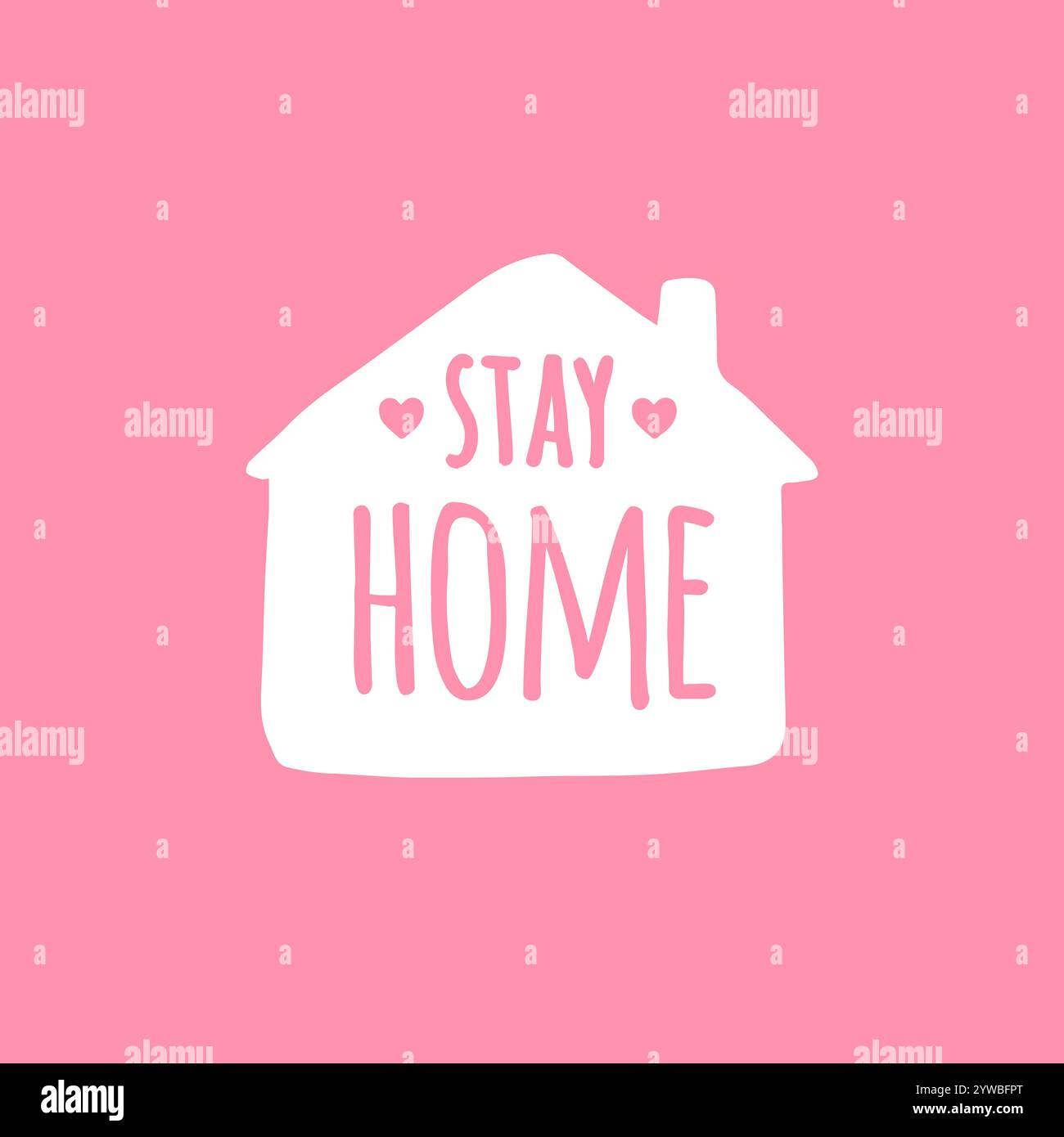Vector white Stay home Lettering typography poster in house silhouette ...