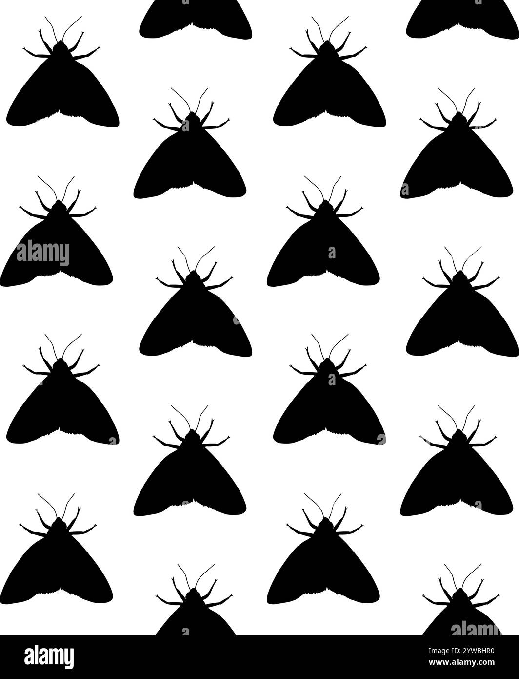 Vector seamless pattern of black moth silhouette isolated on white ...