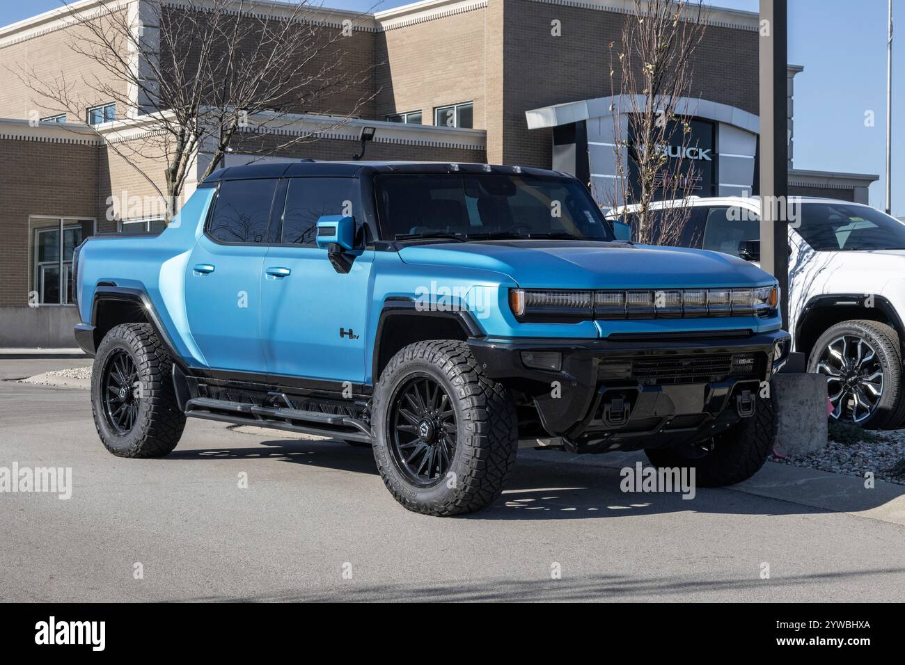 Carmel - December 8, 2024: Used GMC Hummer EV Pickup display. With ...
