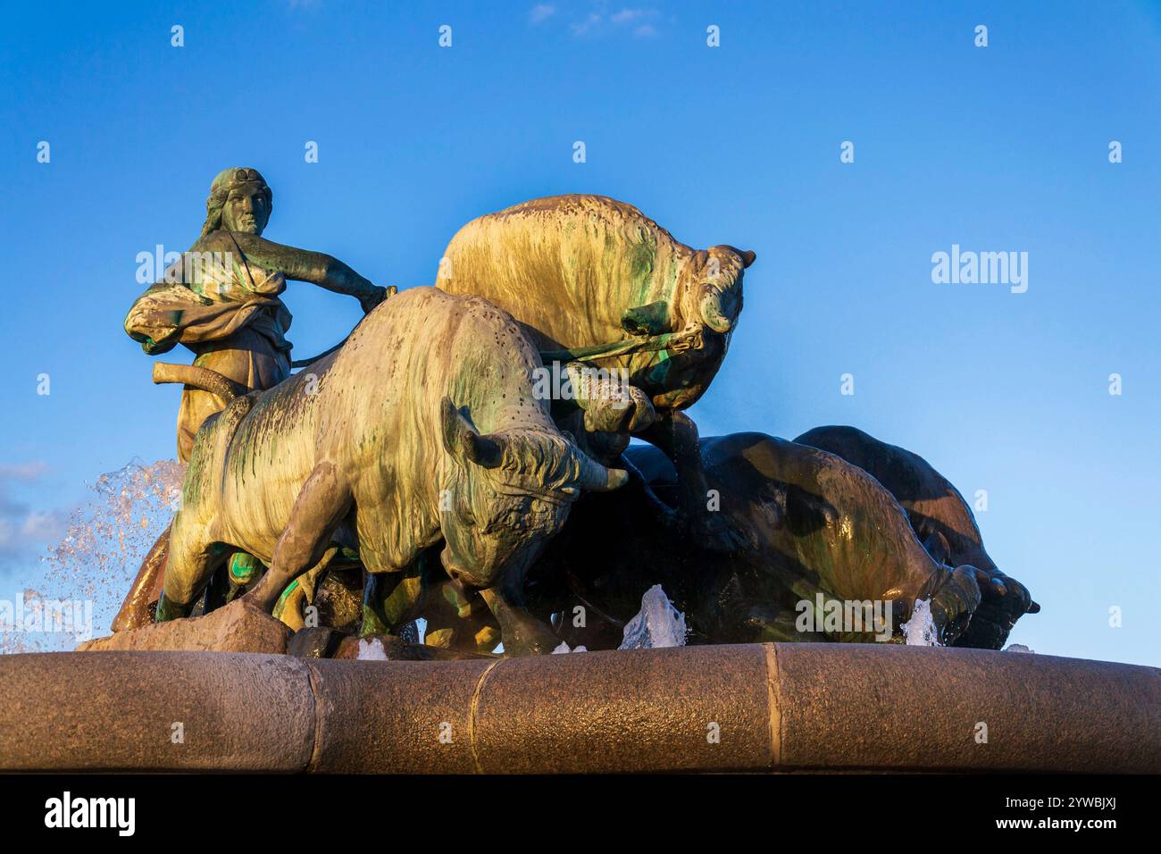 The Gefion fountain on harbour front in Copenhagen, Denmark, oxen ...