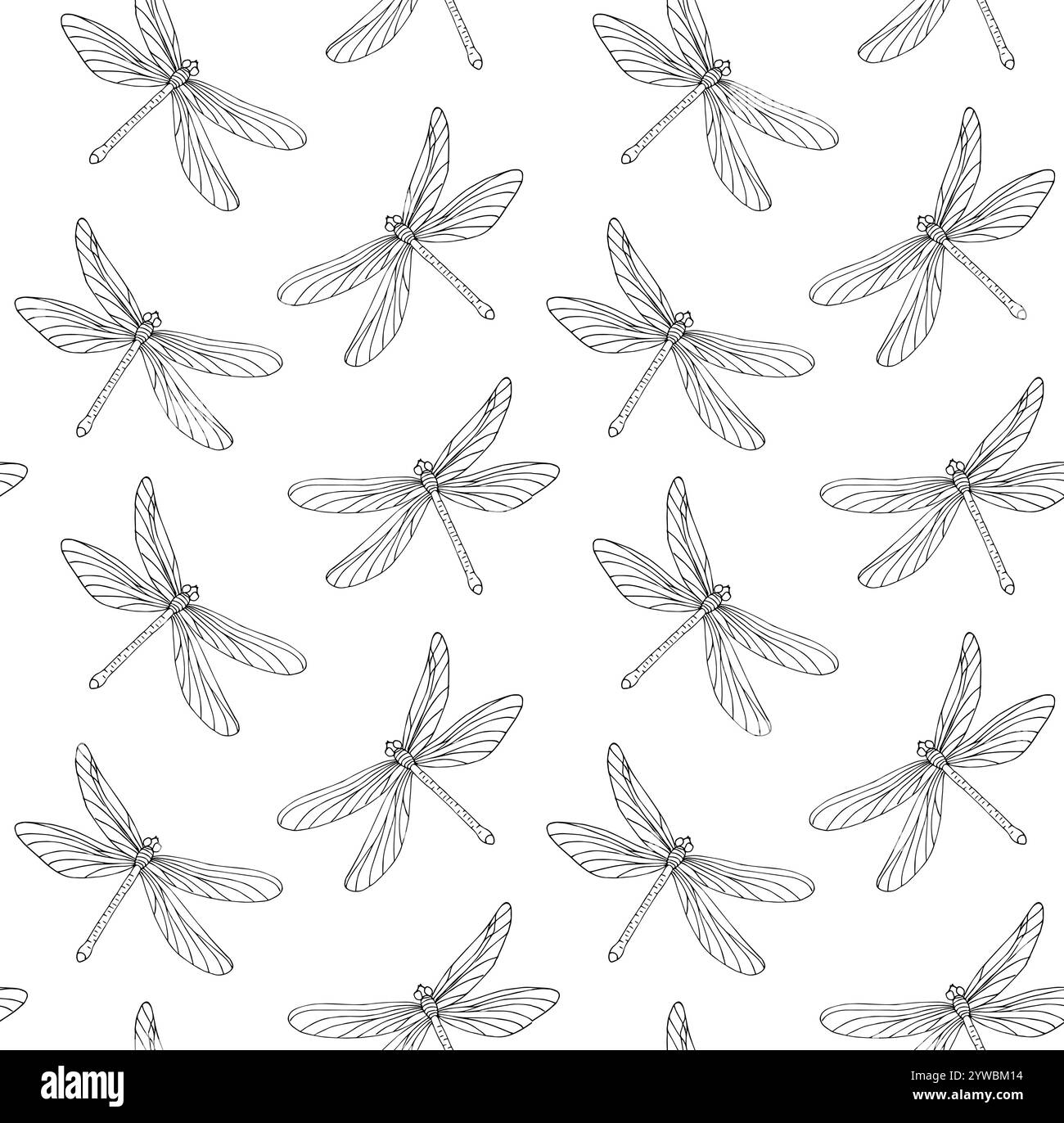 Vector seamless pattern of hand drawn doodle sketch dragonfly isolated ...