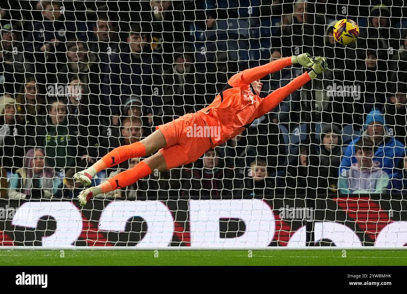 Derby County goalkeeper Jacob Widell Zetterstrom makes a save during ...