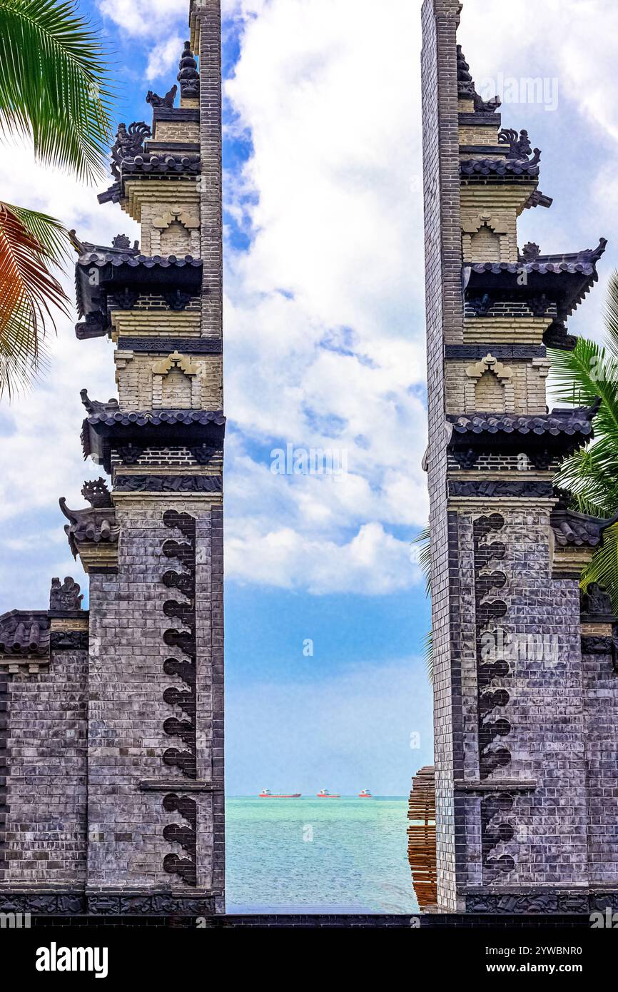 View of the main gate in the park. Taoist Park Heavenly Grottoes ...