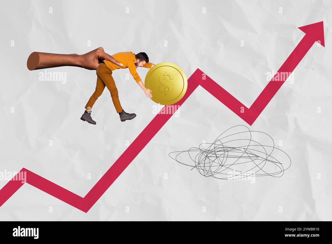 Composite trend artwork sketch image collage of arrow trader money ...